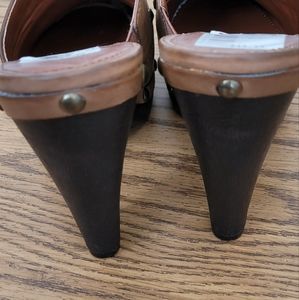 Chaps | Shoes | Chaps Brown Leather Studded Susanah Platform Clog Size ...